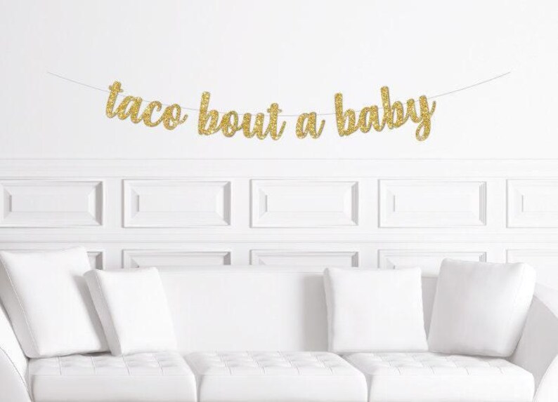Taco Bout A Baby Cursive Banner / Gold Glitter Script Fiesta Baby ...