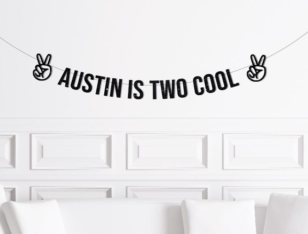 Two Cool Banner / Boy's Second Birthday Party Sign / 2nd Birthday Party ...