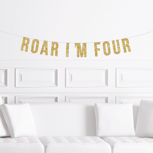 Roar I'm Four Banner Dinosaur Birthday Banner Dinosaur - Etsy