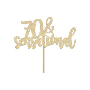 70 & Sensational Cake Topper / Gold 70th Birthday Decor for a - Etsy
