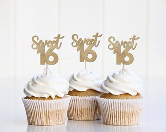 16 Cupcake Topper, Sixteenth Birthday Cupcake Toppers, 16 Toppers, 16th ...