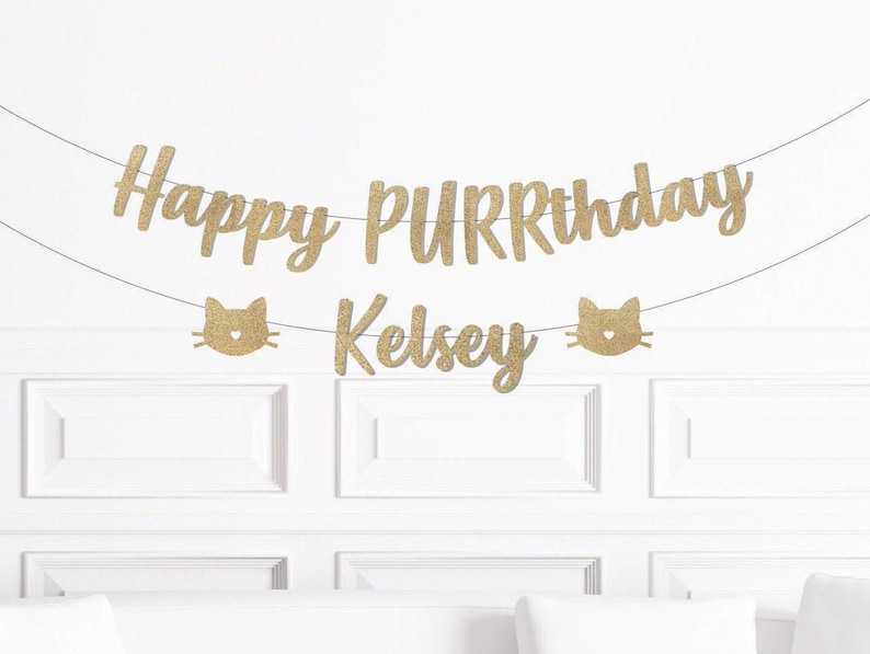 Custom Happy Purrthday Banner, Kitty Themed Party Decorations, Cat ...