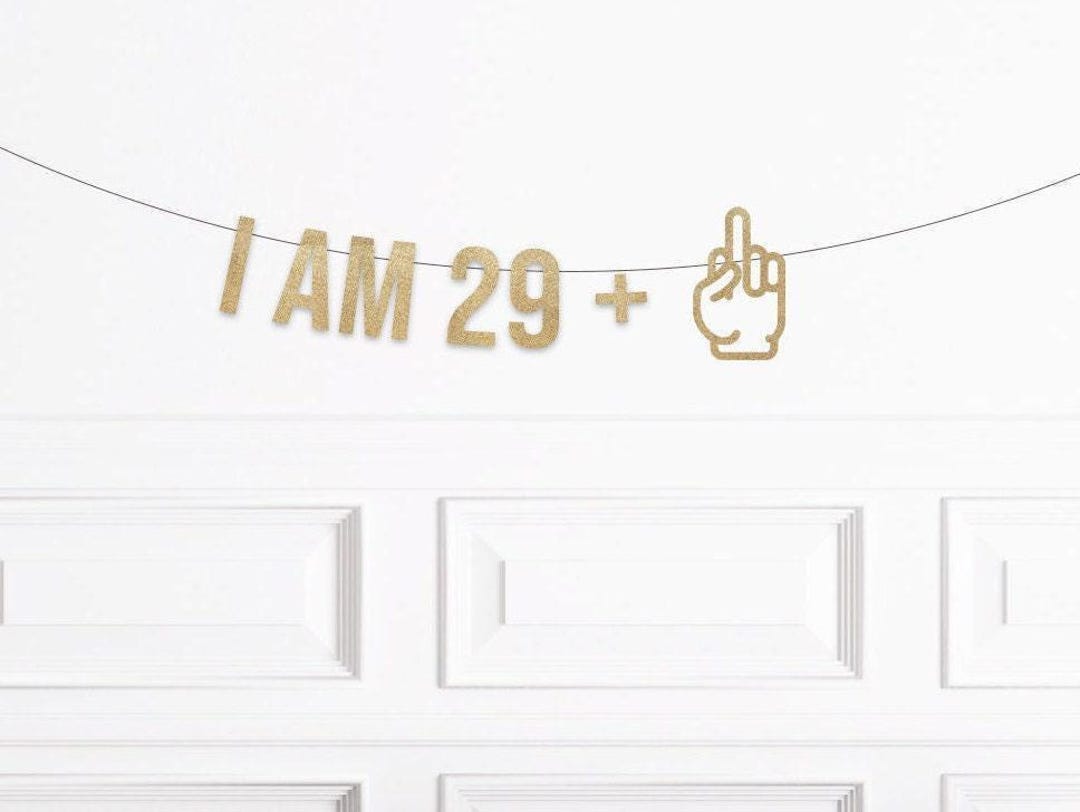 I Am 29 Plus Middle Finger Birthday Banner, Funny Middle Finger 30th ...