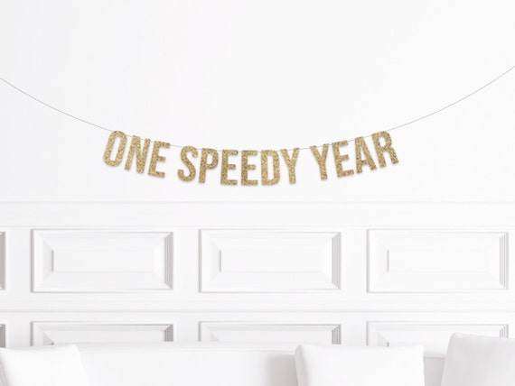 One Speedy Year Banner Vintage Race Car Themed 1st Birthday - Etsy