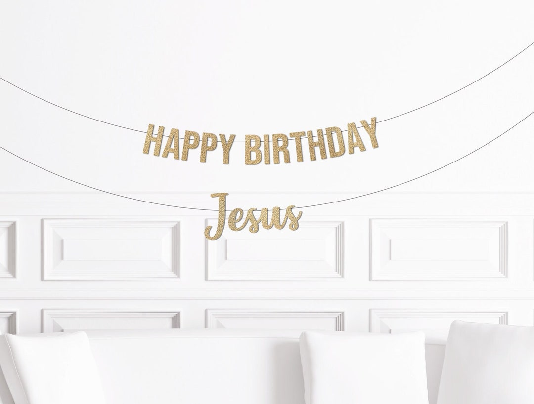 Happy Birthday Jesus Banner, Christmas Sign - Etsy