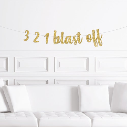 321 Blast off Space Birthday Party Banner Rocket Ship - Etsy