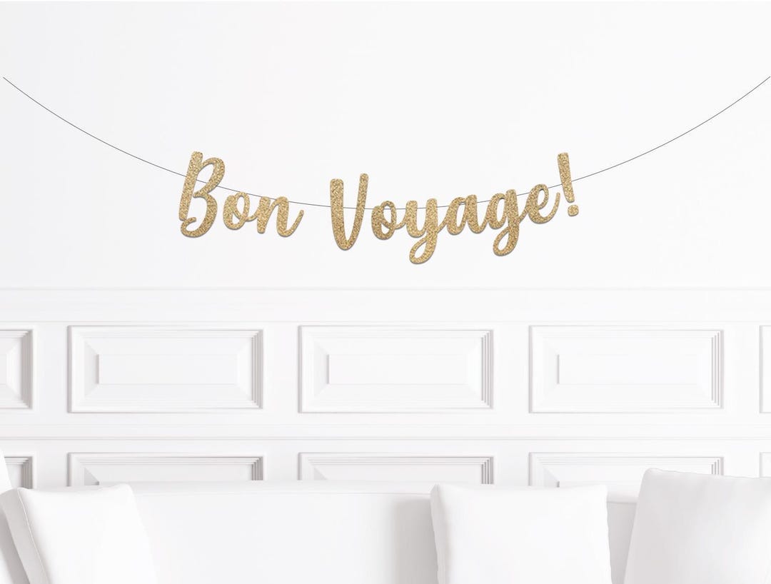 Custom Bon Voyage Gold Glitter Banner / Personalized Travel Script ...