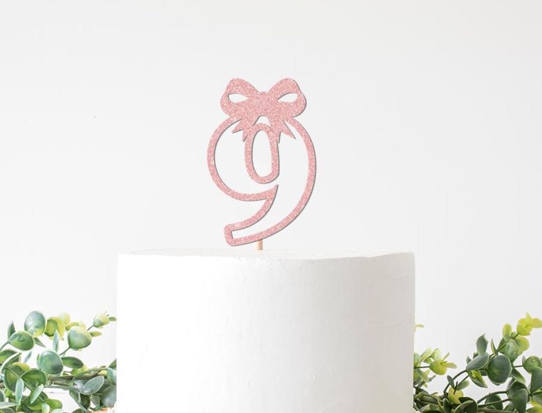 9th Birthday Cake Topper Girl, Fancy Bow Nineth Birthday Decorations ...