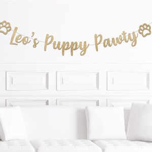 Custom Puppy Pawty Cursive Banner, Paw-ty Decorations Decor, Dog ...