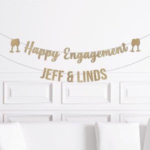 Engagement Sign With Names, Happy Engagement Banner , Engaged Party ...
