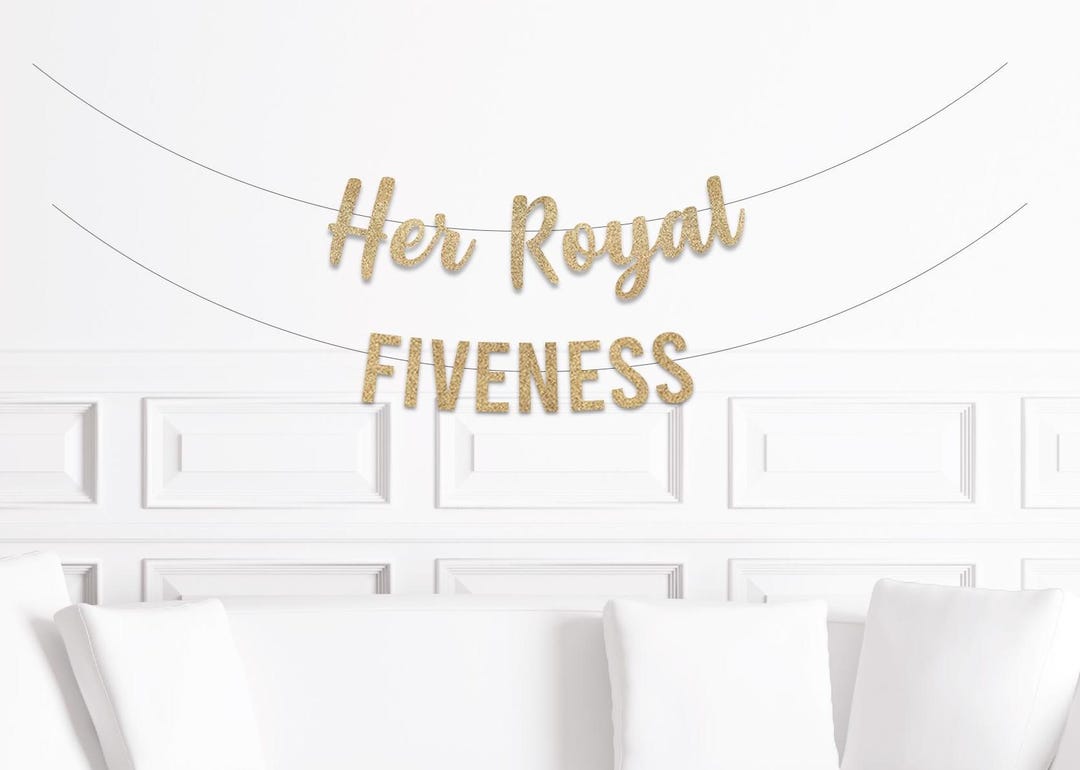 Her Royal Fiveness Banner, Girl's 5th Birthday Decorations, Princess ...