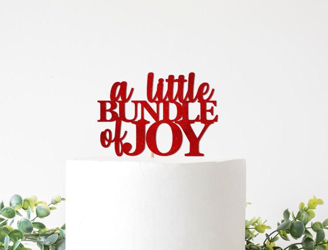 A Little Bundle of Joy is on the Way Cake Topper, Christmas Baby Shower ...