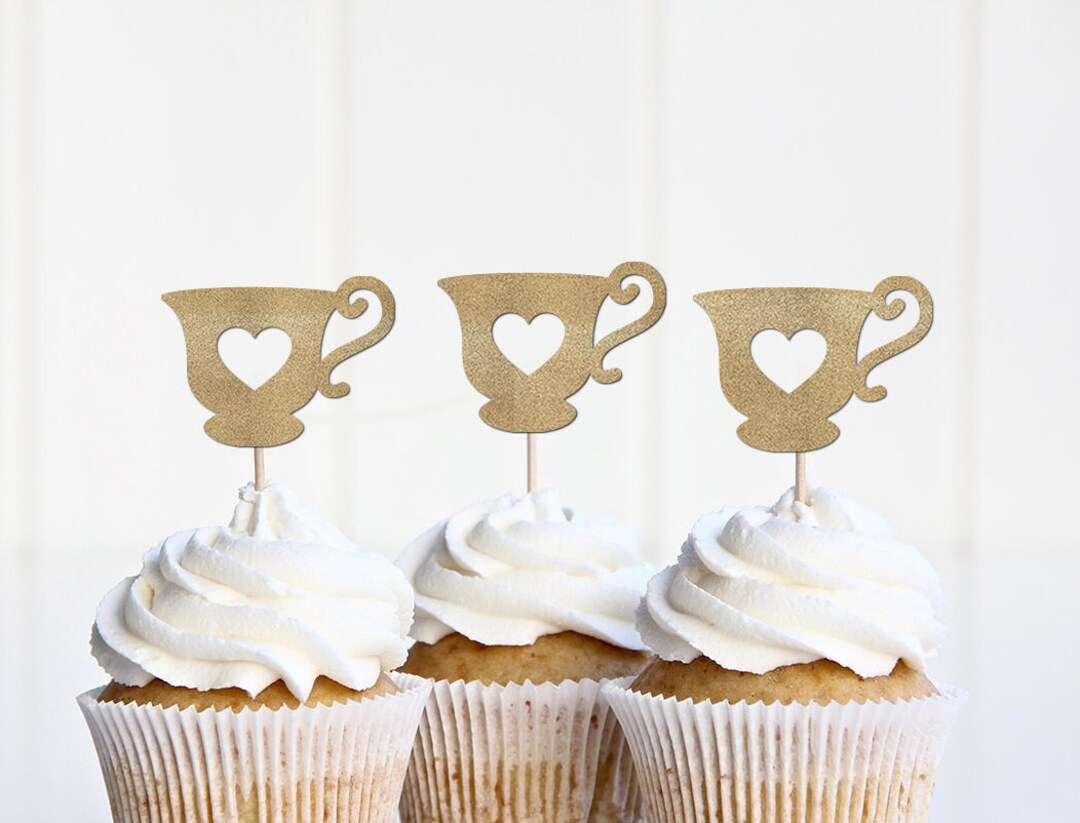 Teacup Cupcake Toppers, Alice in Wonderland Party Decorations ...