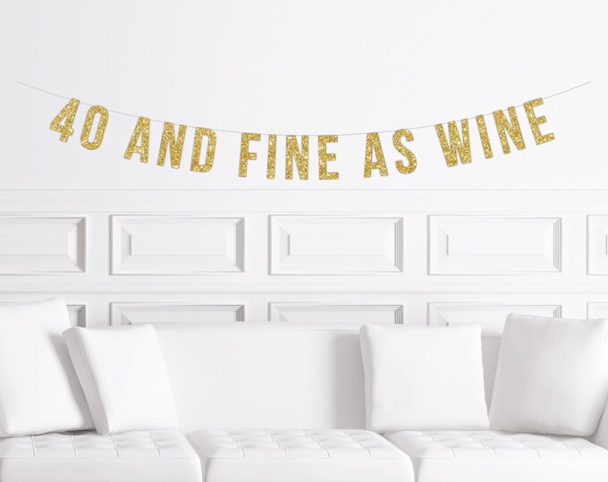 Forty and Fabulous Cursive Banner / Gold Glitter Script 40th - Etsy