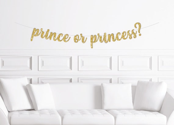 Prince or Princess Cursive Banner / Gold Script Glitter | Etsy