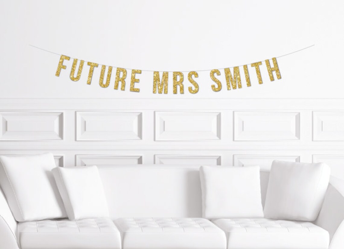 Custom Future Mrs Banner / Gold Glitter Bridal Shower Sign / | Etsy