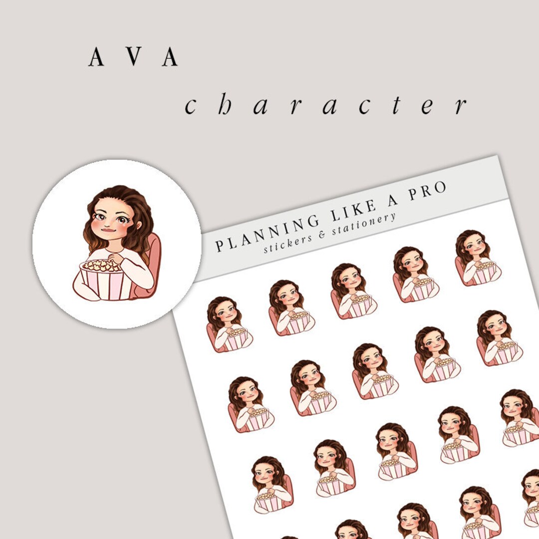 Popcorn Ava Character // Planner Stickers - Etsy