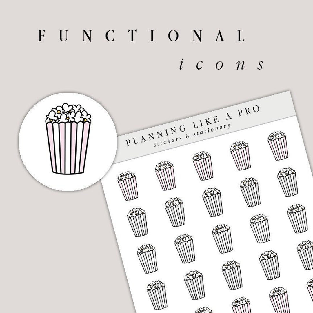 Popcorn Icons // Planner Stickers - Etsy