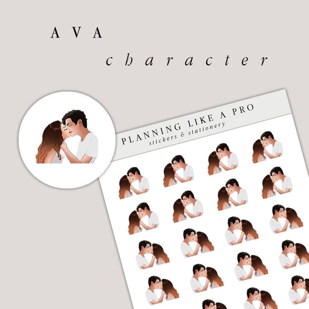 Kissing Ava Character // Planner Stickers - Etsy