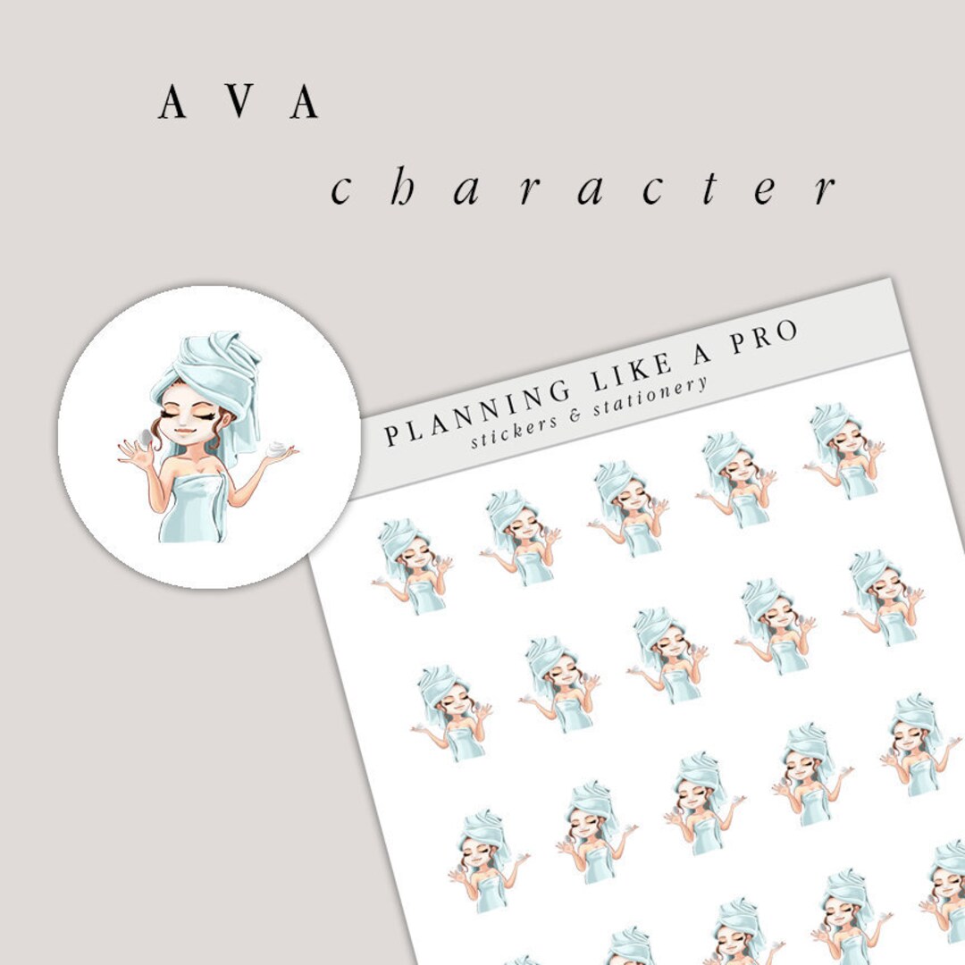 Spa Day Ava Character // Planner Stickers - Etsy