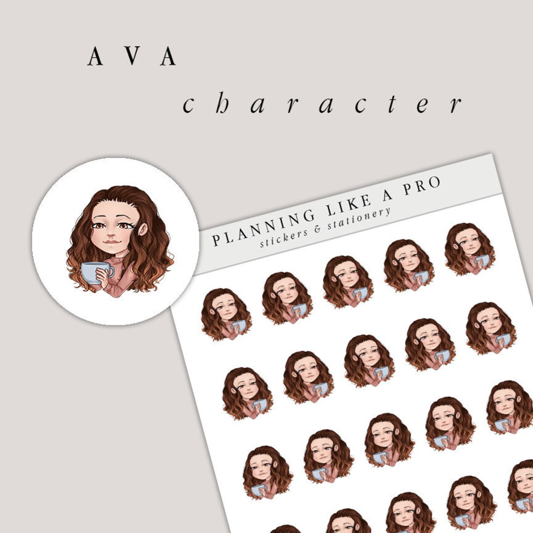 Coffee Ava Character // Planner Stickers - Etsy