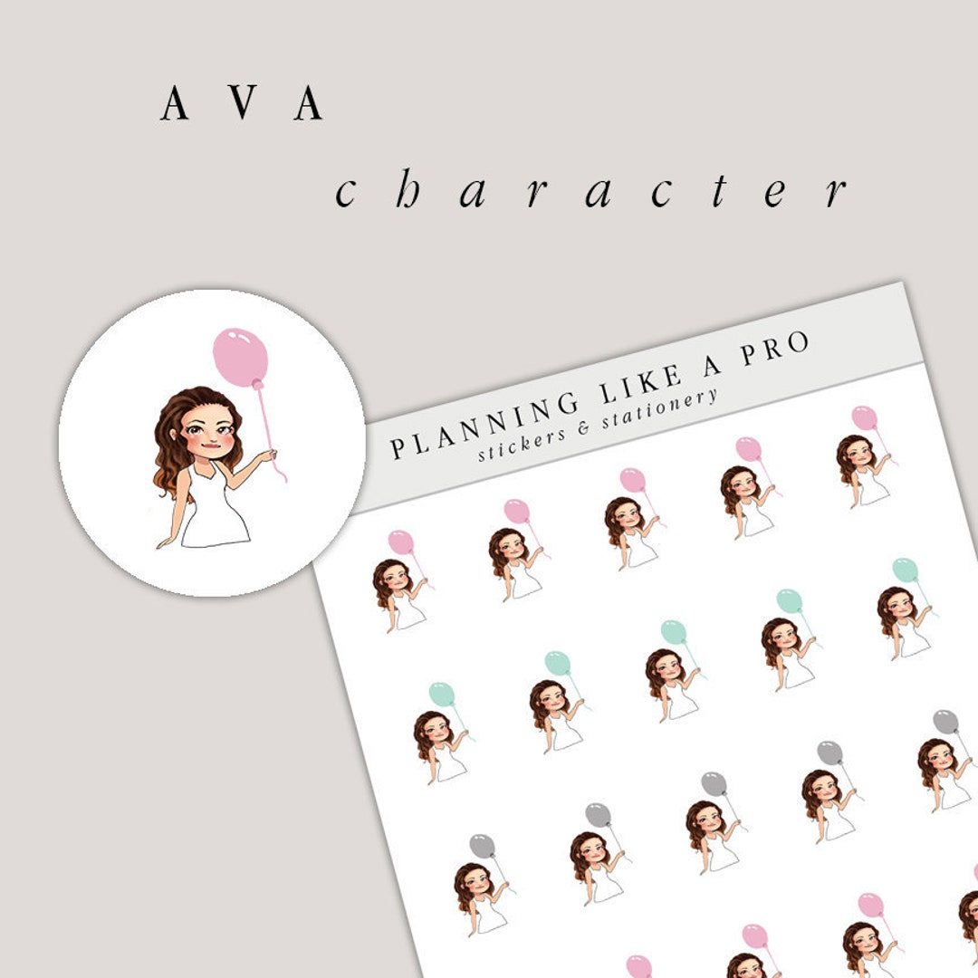 Balloons Ava Character // Planner Stickers - Etsy