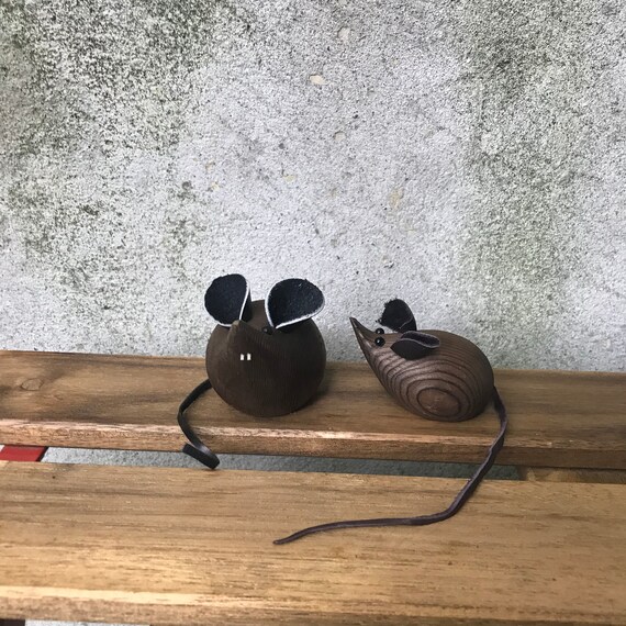 Japanese Cryptomeria Wood Mice MCM Figurine | Etsy