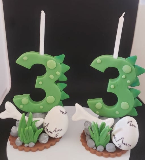 Dinosaurs Number Candle Holder Handcrafted for Your Special - Etsy
