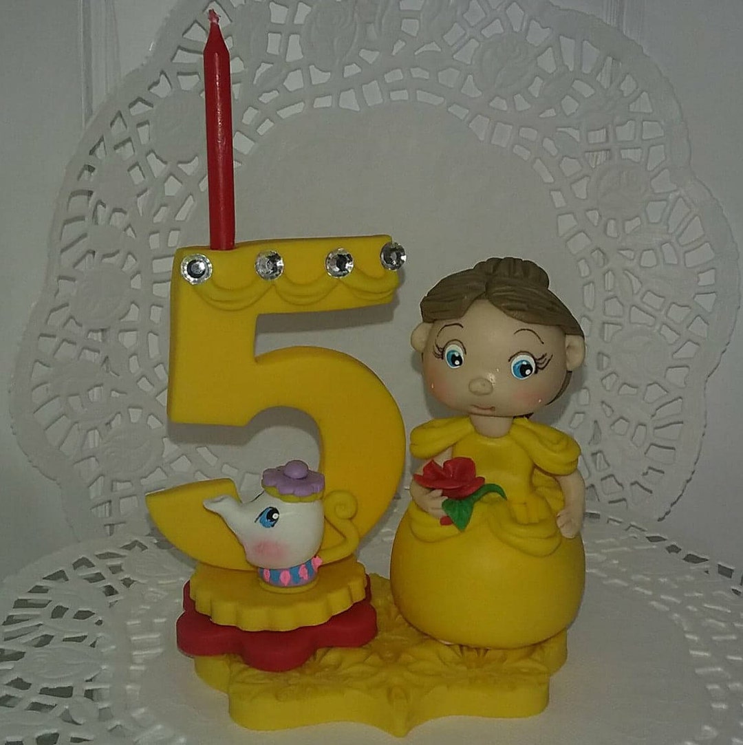 Cake Topper Number Belle Inspired Candles Handcrafted - Etsy