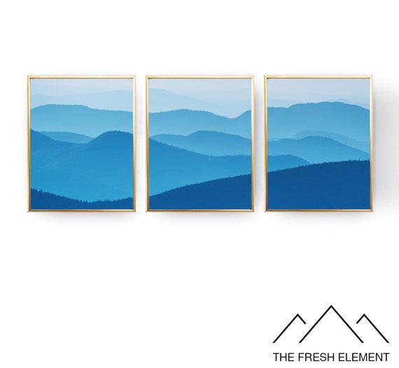 Set of 3 Prints PRINTABLE Wall Art Prints Blue Mountain Wall | Etsy