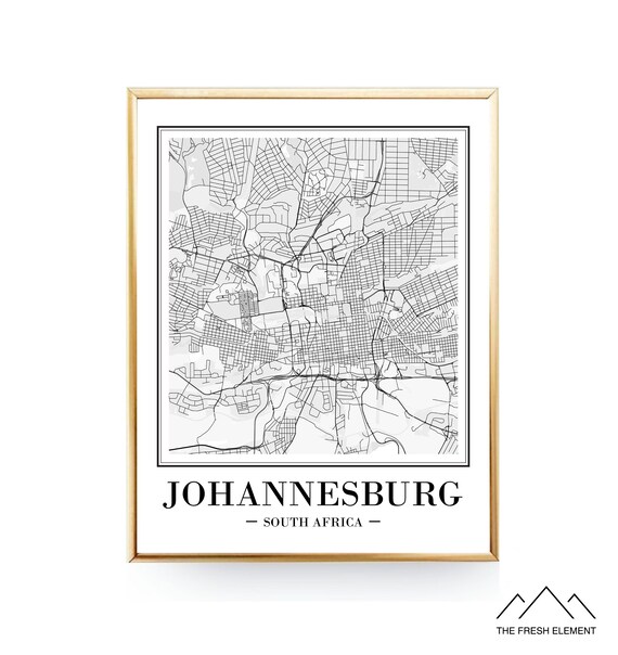 Johannesburg Map Print INSTANT DOWNLOAD Johannesburg City Map | Etsy