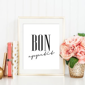 Bon Appetit Print Kitchen PRINTABLE ART Kitchen Print Bon Appetit Sign ...