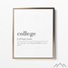 College Definition Print Dictionary Art Print Home Decor - Etsy
