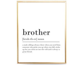 Brother Definition Print PRINTABLE GIFT for Brother Gift for Him Big ...
