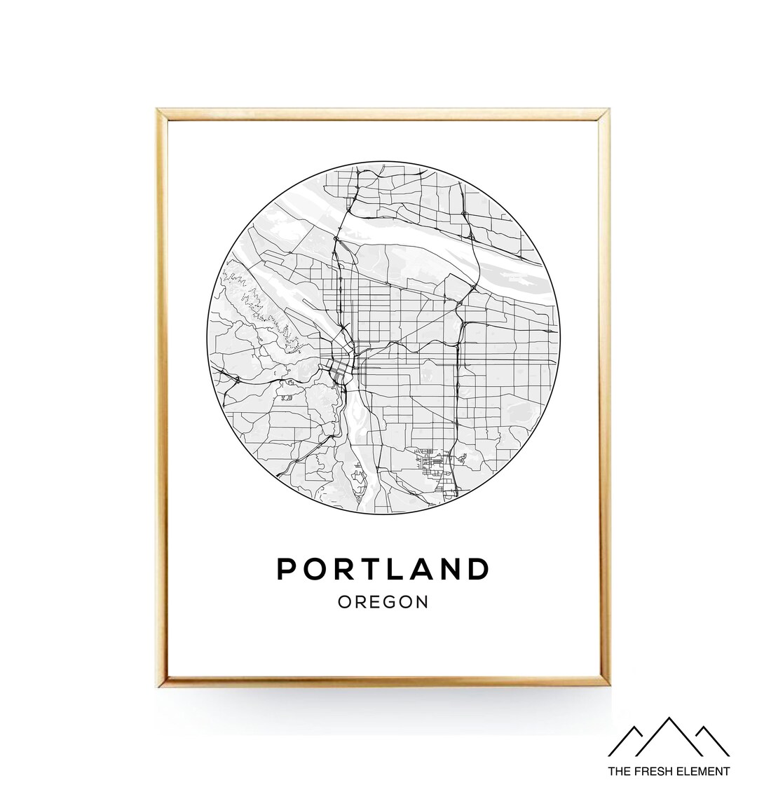 Map of Portland Oregon Map Printable Wall Art Digital Download - Etsy