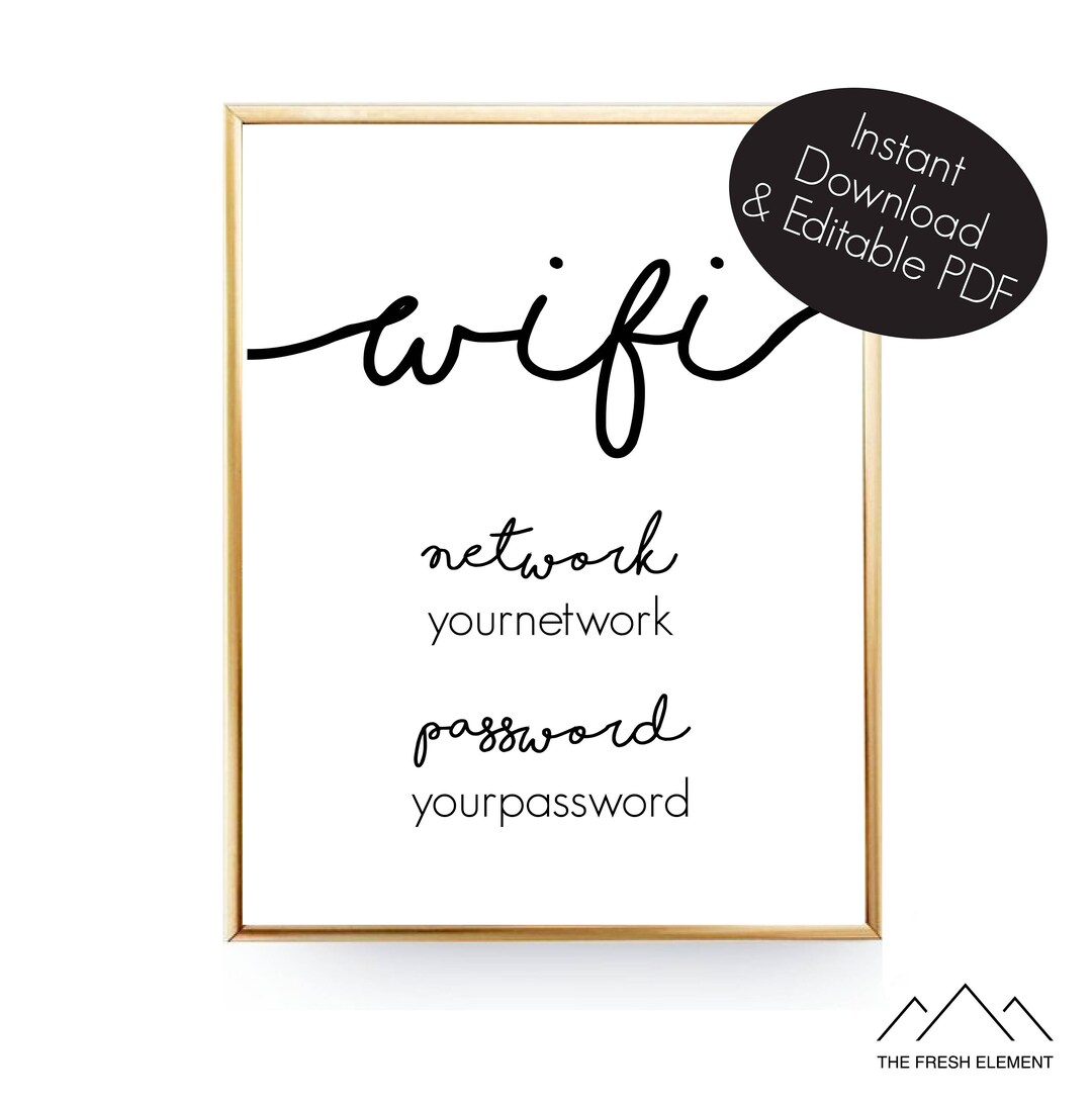 Editable Wifi Password Sign Wifi Printable Art Wifi Sign Wifi - Etsy