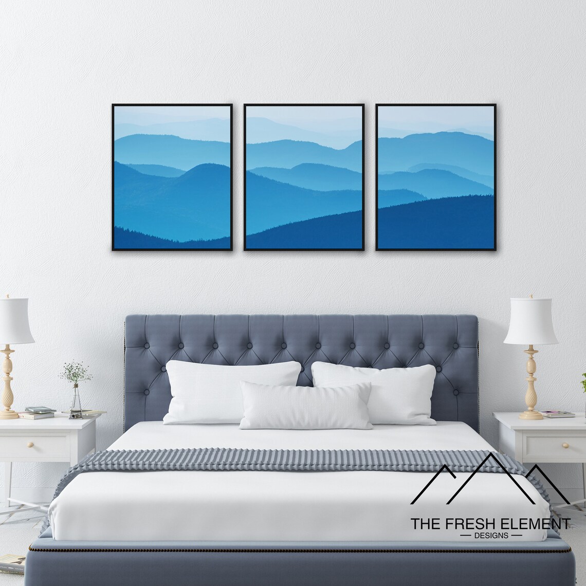 Set of 3 Prints PRINTABLE Wall Art Prints Blue Mountain Wall | Etsy