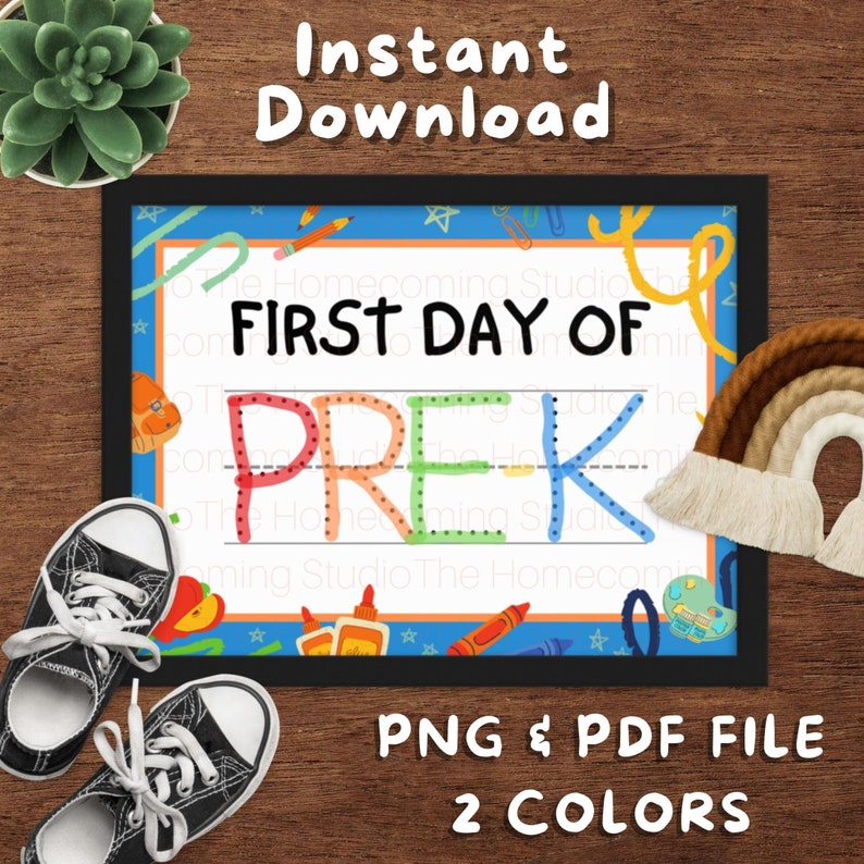 FIRST DAY of PRE-K Sign | Digital Download | Printable - Etsy