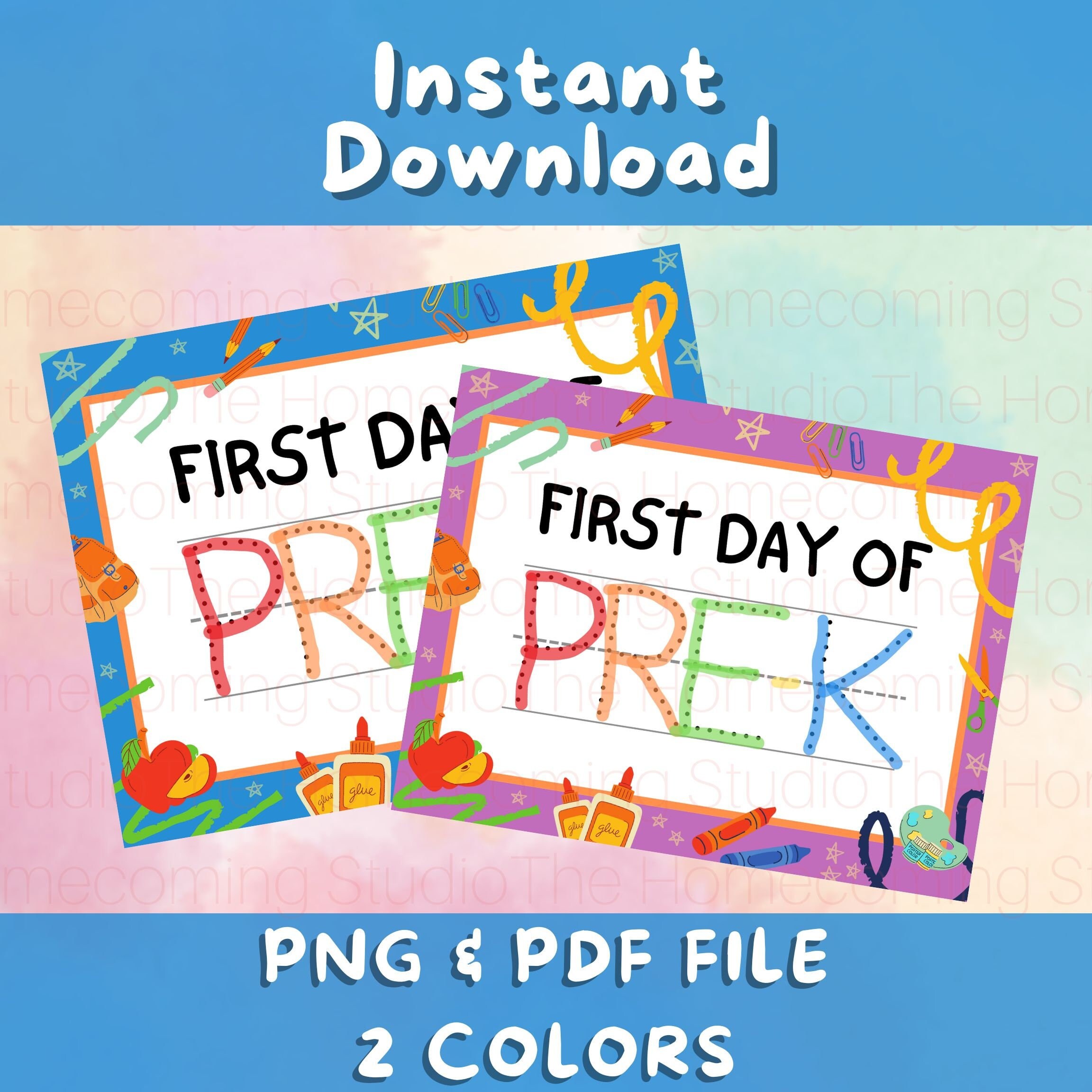 FIRST DAY of PRE-K Sign | Digital Download | Printable - Etsy