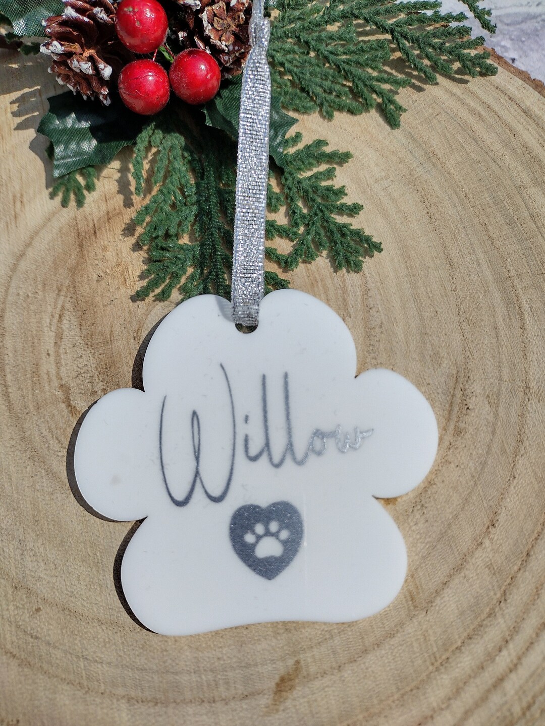 Personalised Paw Print Christmas Tree Decoration: Pet Name Ornament - Etsy