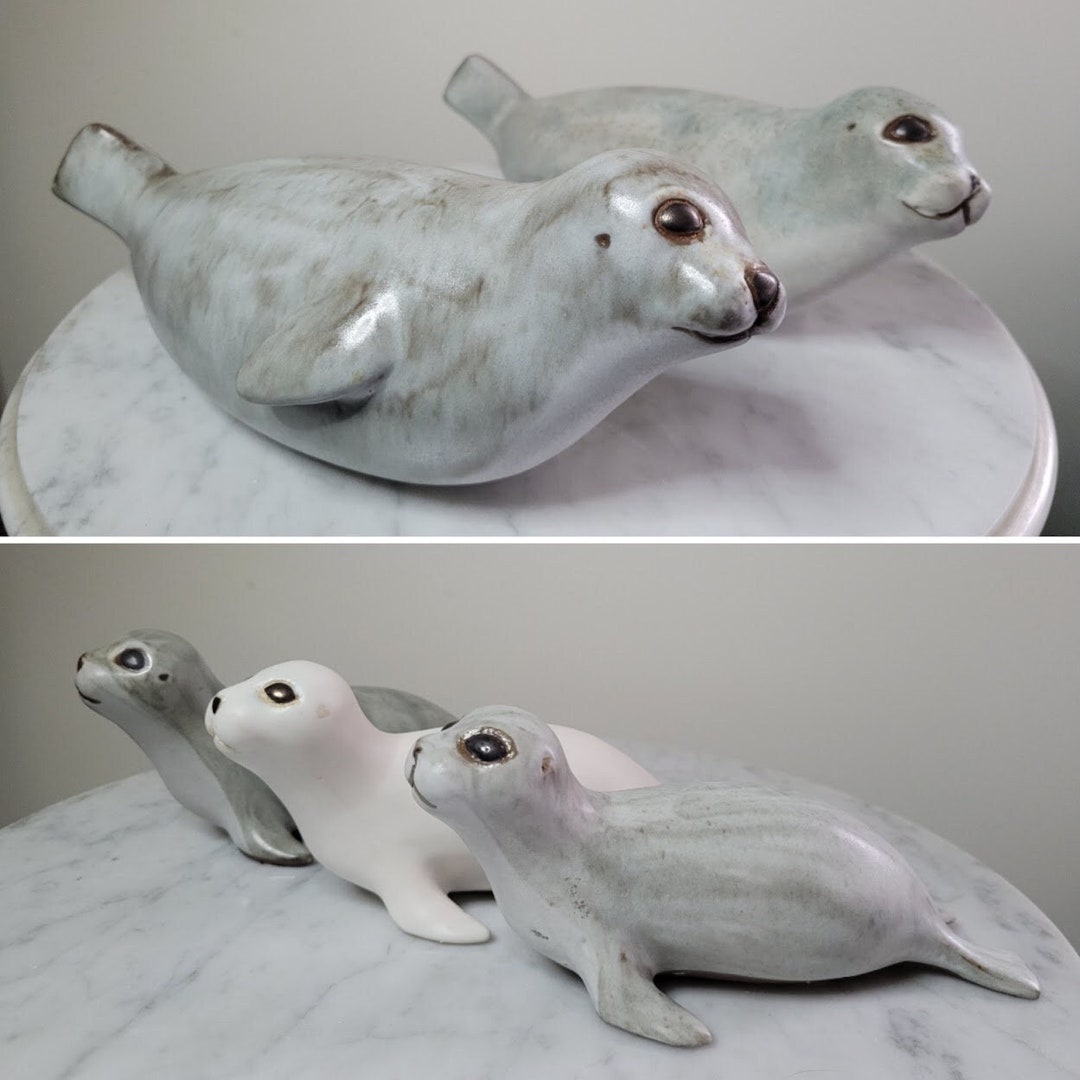 Large Handmade Stoneware Mother and Baby Seals - Slip Cast - Andersen ...
