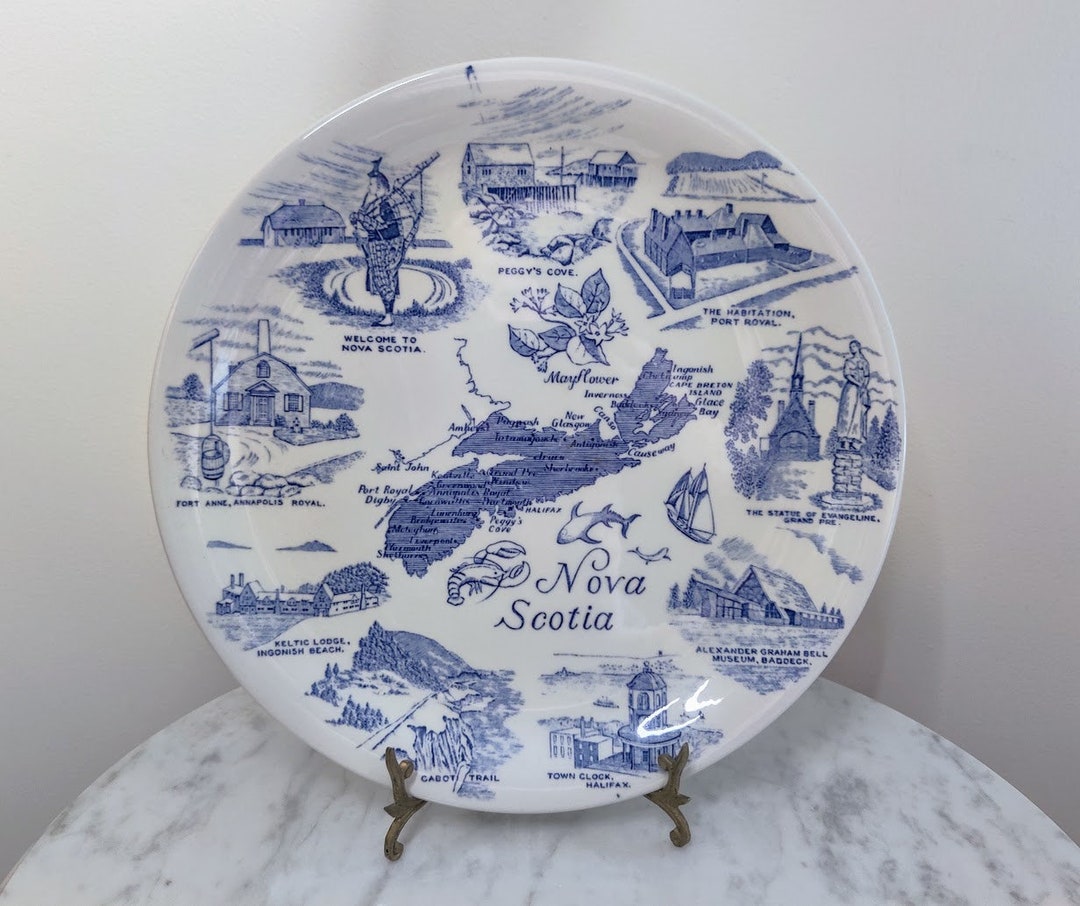 Wood & Sons Nova Scotia Collector Plate, Blue and White, Made in ...
