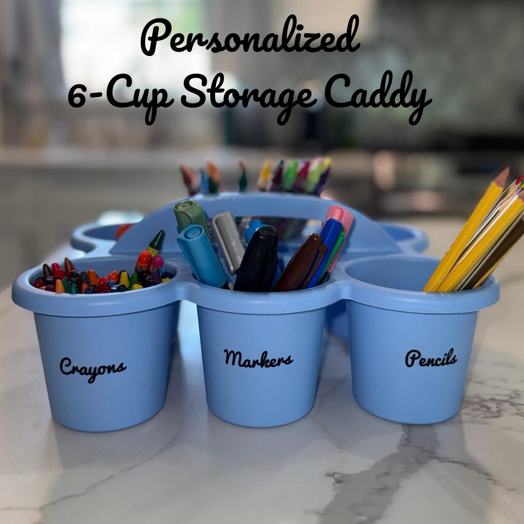 Personalized 6-cup Storage Caddy | Custom Name Labels for Kids, Art ...