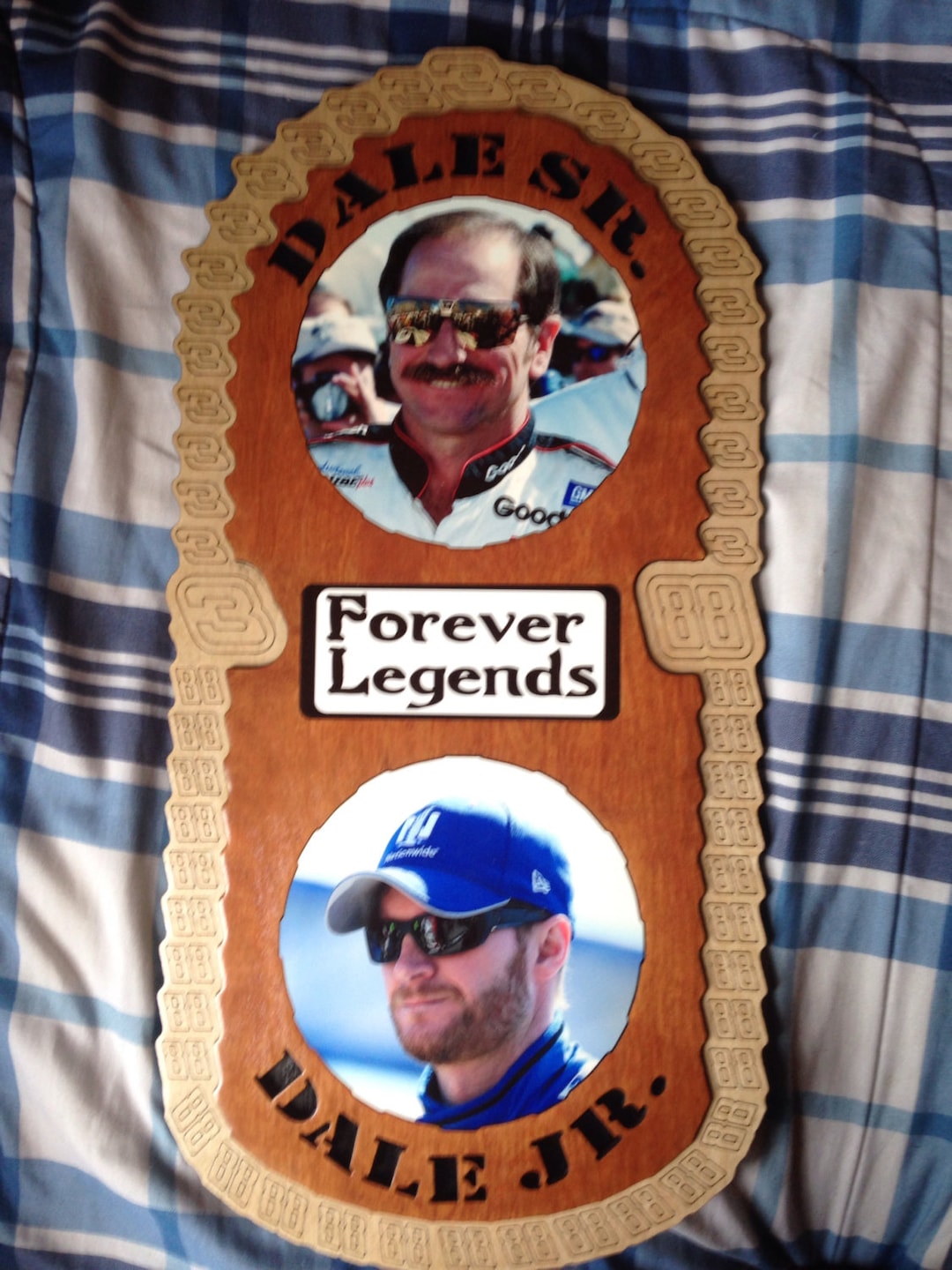 Nascar Dale Earnhardt Sr Dale Jr Forever Lengends Wood Etched Wall ...