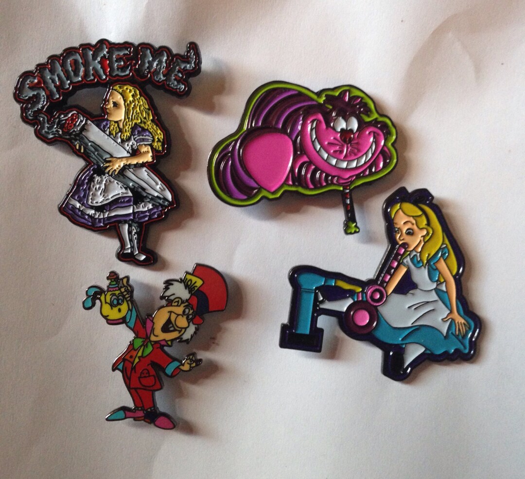 Alice in Wonderland Set of 4 Pins Electric Forest SCI Bassnectar STS9 ...