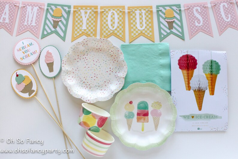 Ice Cream Party Bundle / Ice Cream Tableware / Ice Cream Party | Etsy
