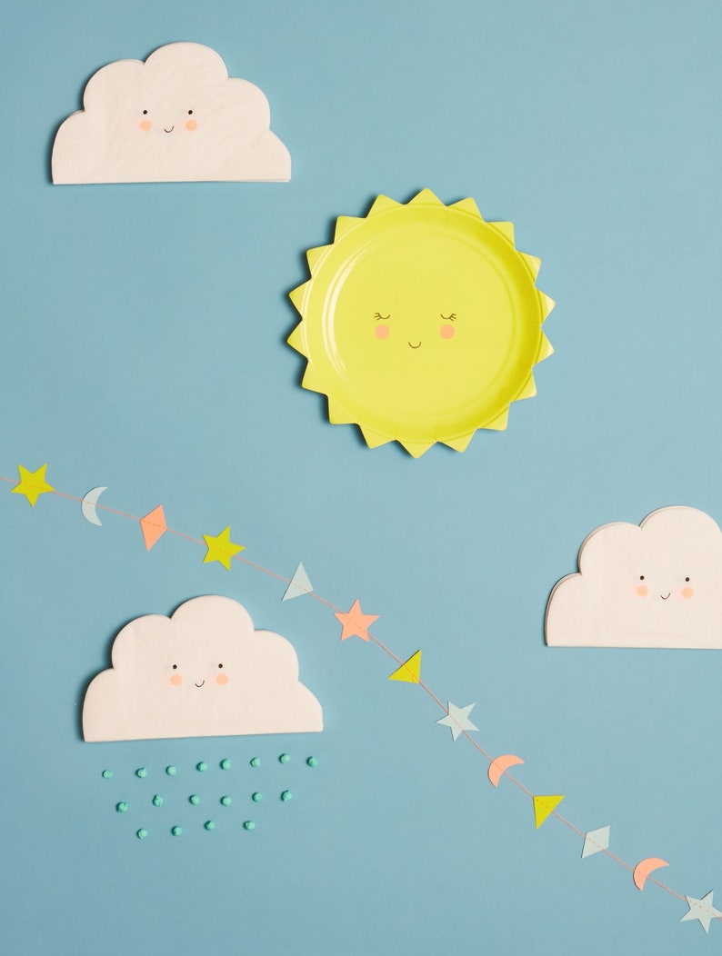 Sunshine Cupcake Set / Sun Cupcake Toppers / Cloud and Rainbow Cupcake ...