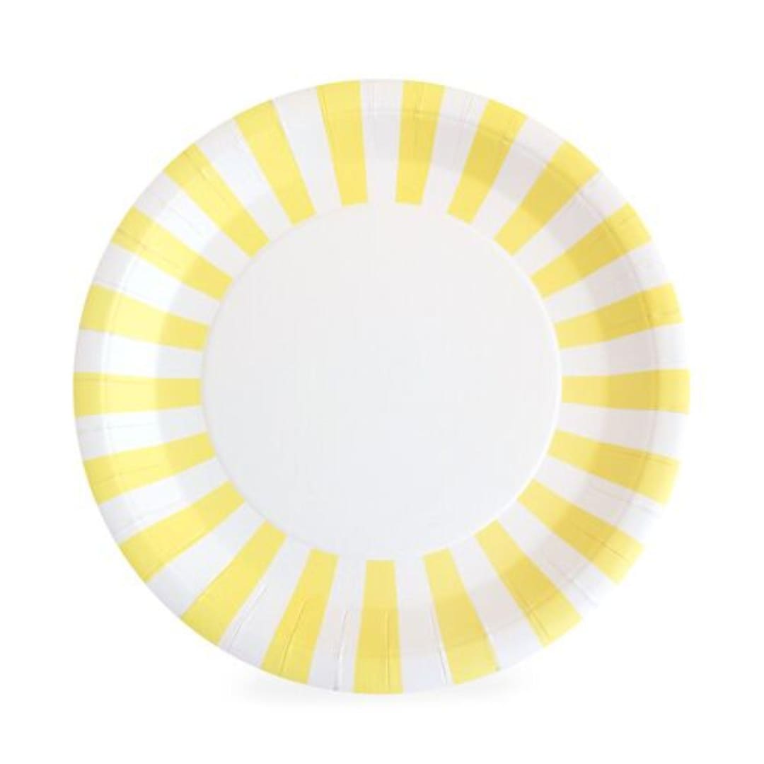 Yellow Dinner Plates / Yellow Paper Plates / Yellow Striped Party ...
