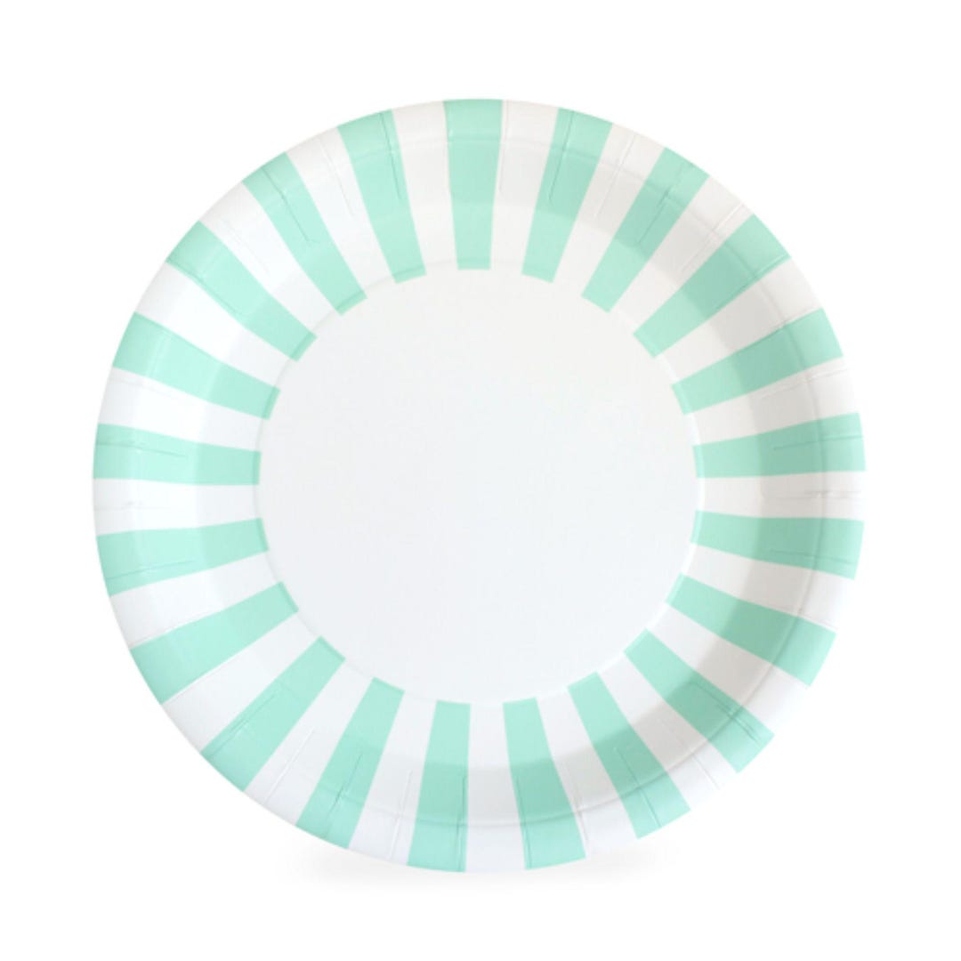 Mint Green Dinner Plates / Mint Tableware / Mint Striped Party Plates ...