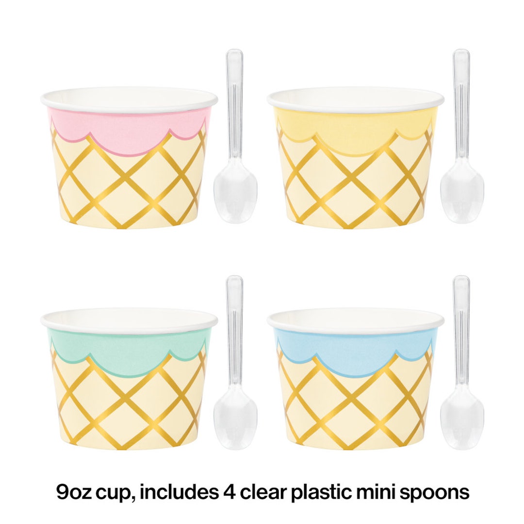 Ice Cream Party Cups With Mini Spoons | Ice Cream Party | Treat Cups ...